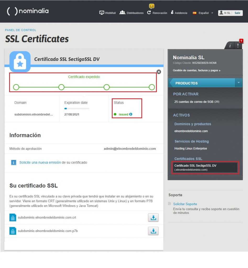Cómo emitir un certificado SSL de validación de Dominio