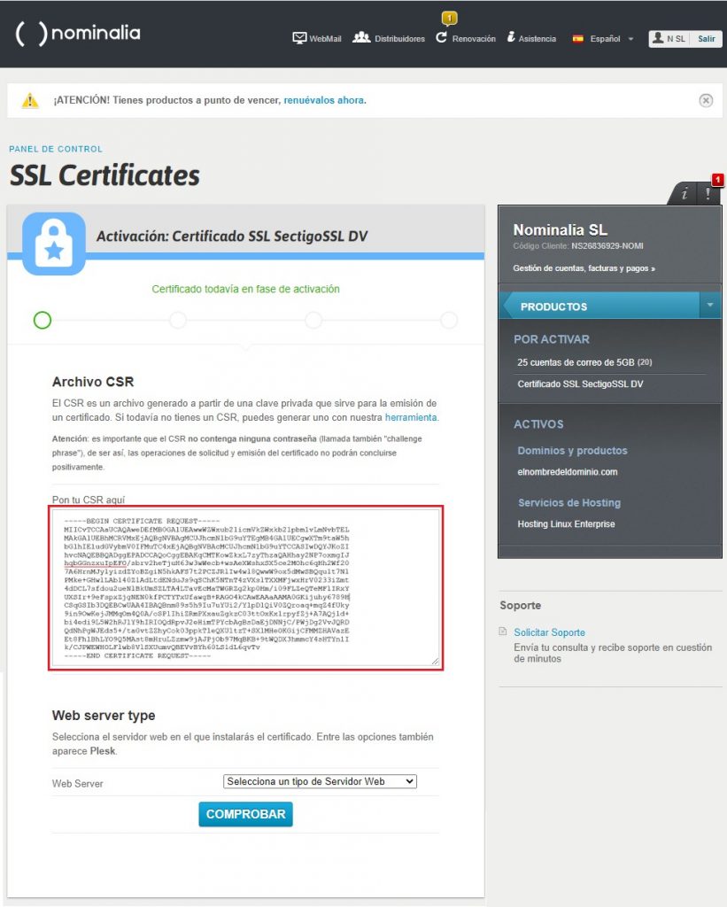 Cómo emitir un certificado SSL de validación de Dominio
